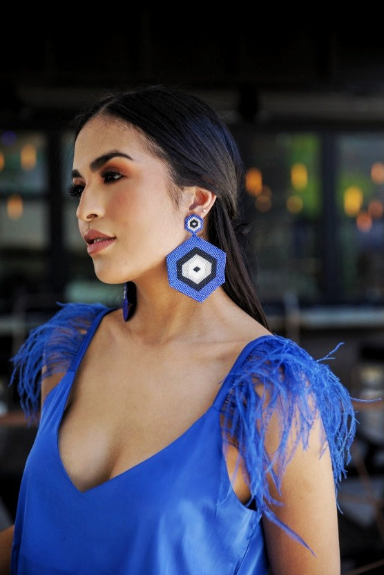 Flavia blue feathers tank top – Shop Tenu